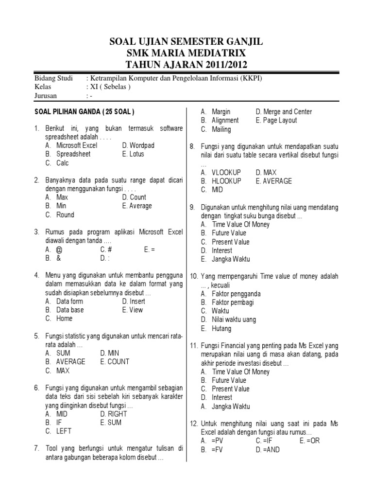 Soal Spreadsheet | PDF