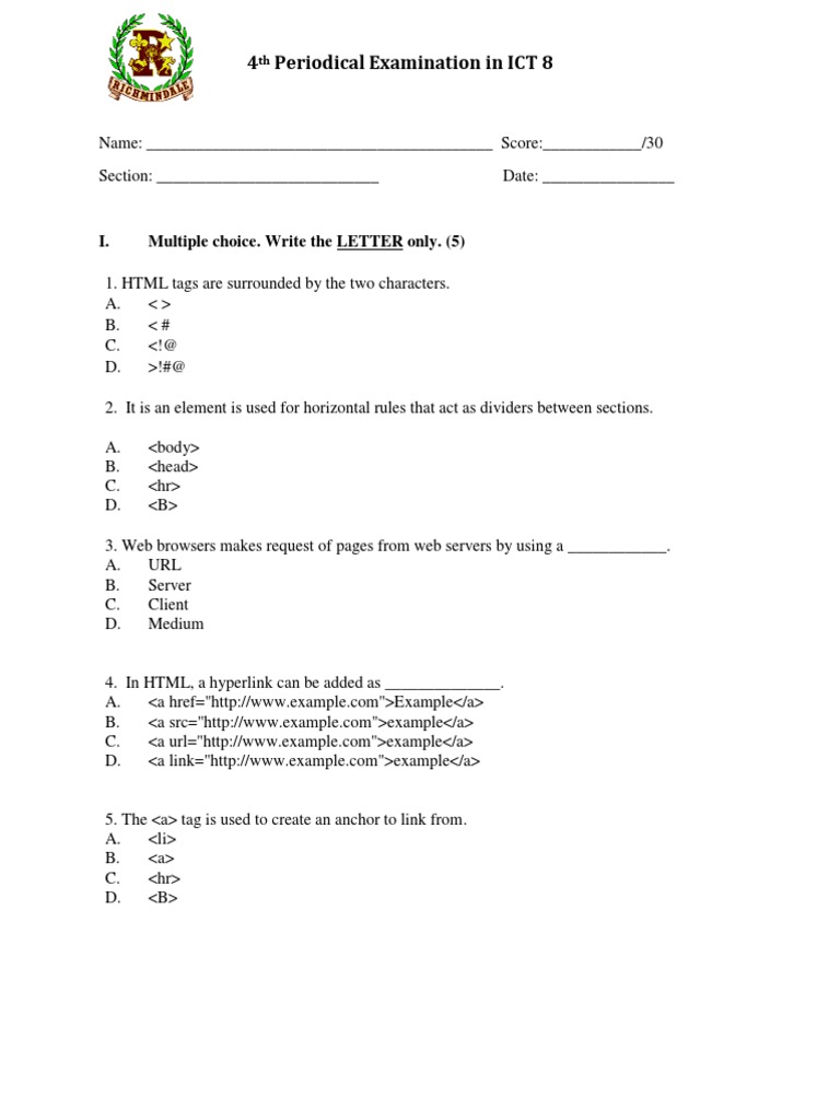G - 8 Ict HTML | PDF | Html Element | Html