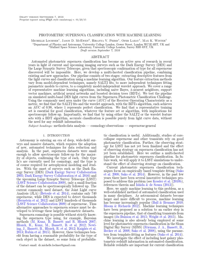 Michelle Lochner, Jason D. Mcewen, Hiranya V. Peiris, Ofer Lahav, Max K ...