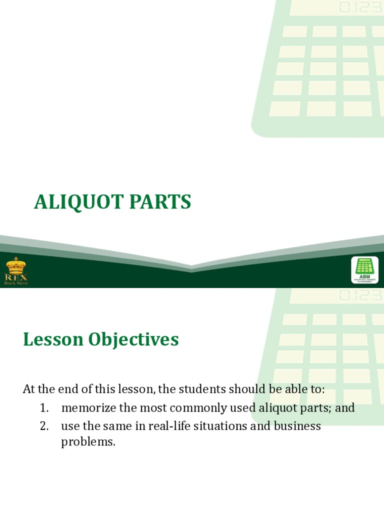 Aliquot Parts | PDF | Computers | Technology & Engineering