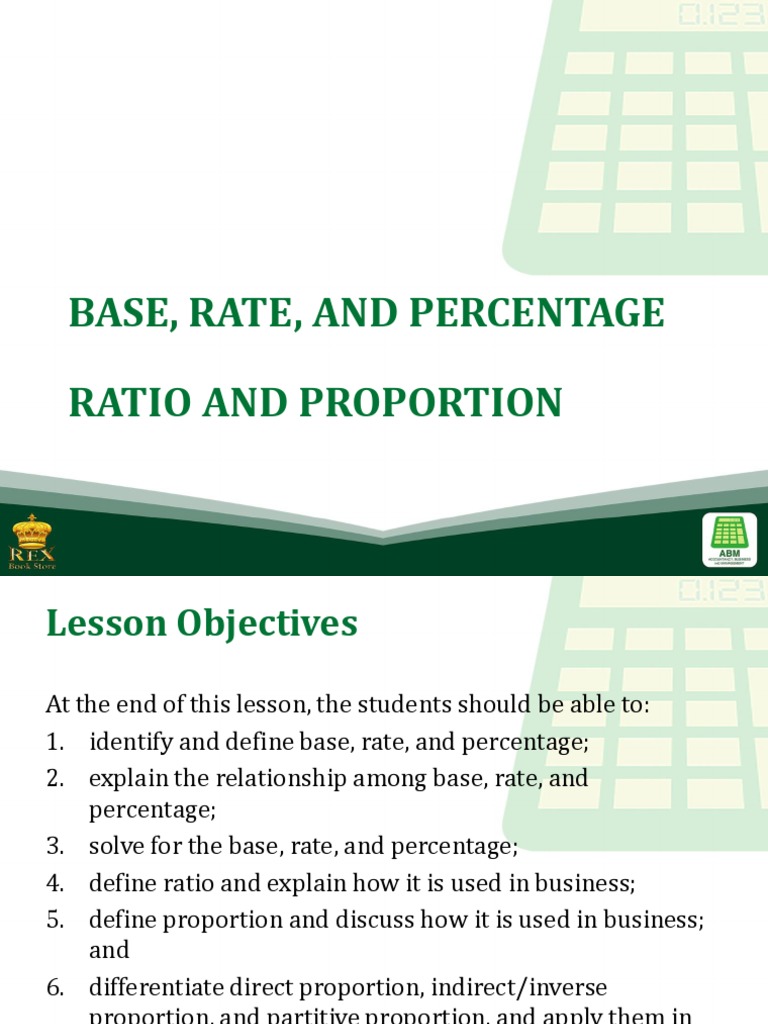 Base Rate Percentage + Ratio and Proportion | PDF | Percentage | Ratio