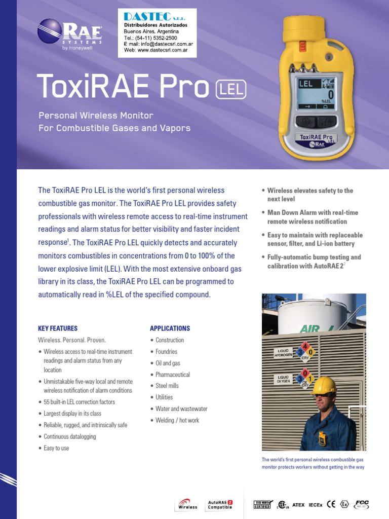 Toxirae Pro Lel Monitor Inalambrico Gases Combustibles y Vapores Rae ...