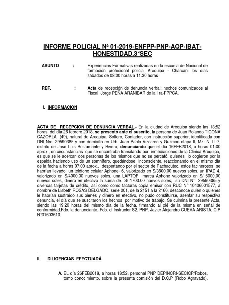 Informe Policial Nº | PDF | Crimen y violencia | Thriller y crimen