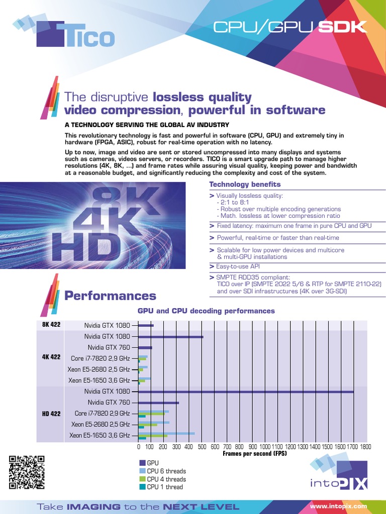 Intopix Tico CPU/GPU SDK Flyer | PDF | Codec | Data Compression