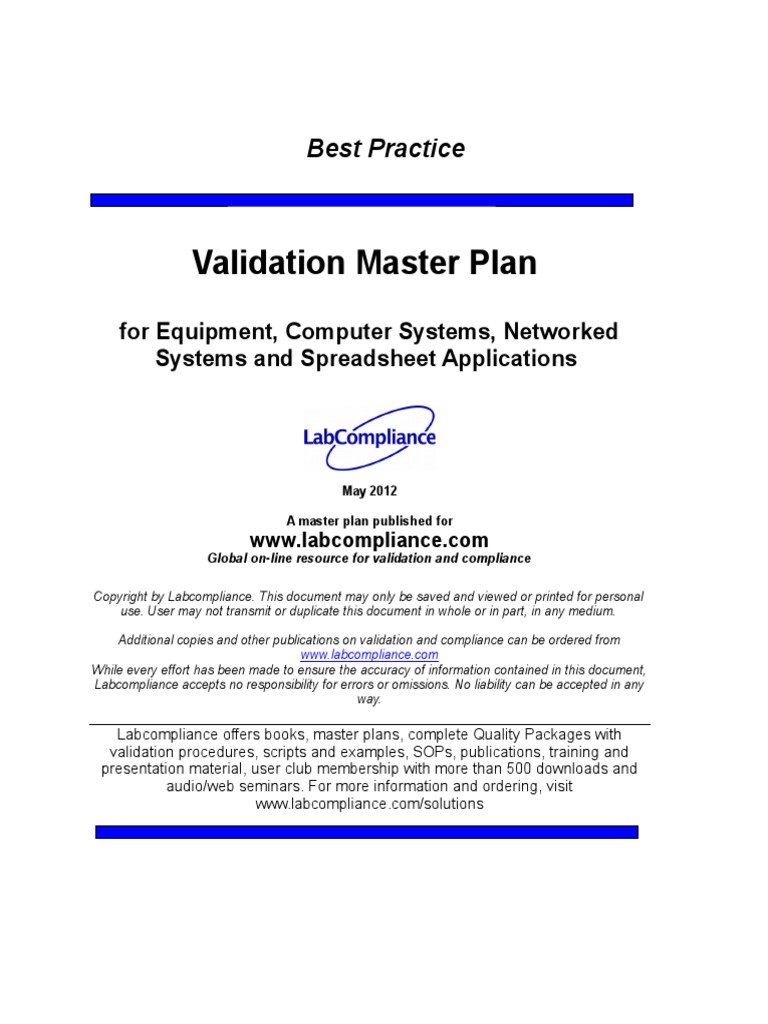 M 171 Validation Masterplan | PDF | Verification And Validation ...