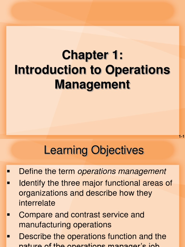 Introduction to the Foundations of Operations Management | PDF ...