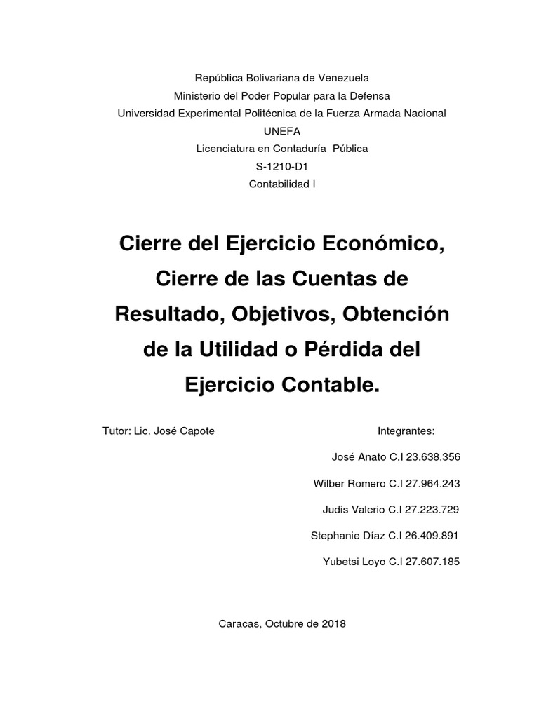 Cierre Del Ejercicio Económico | PDF | Hoja de balance | Contabilidad