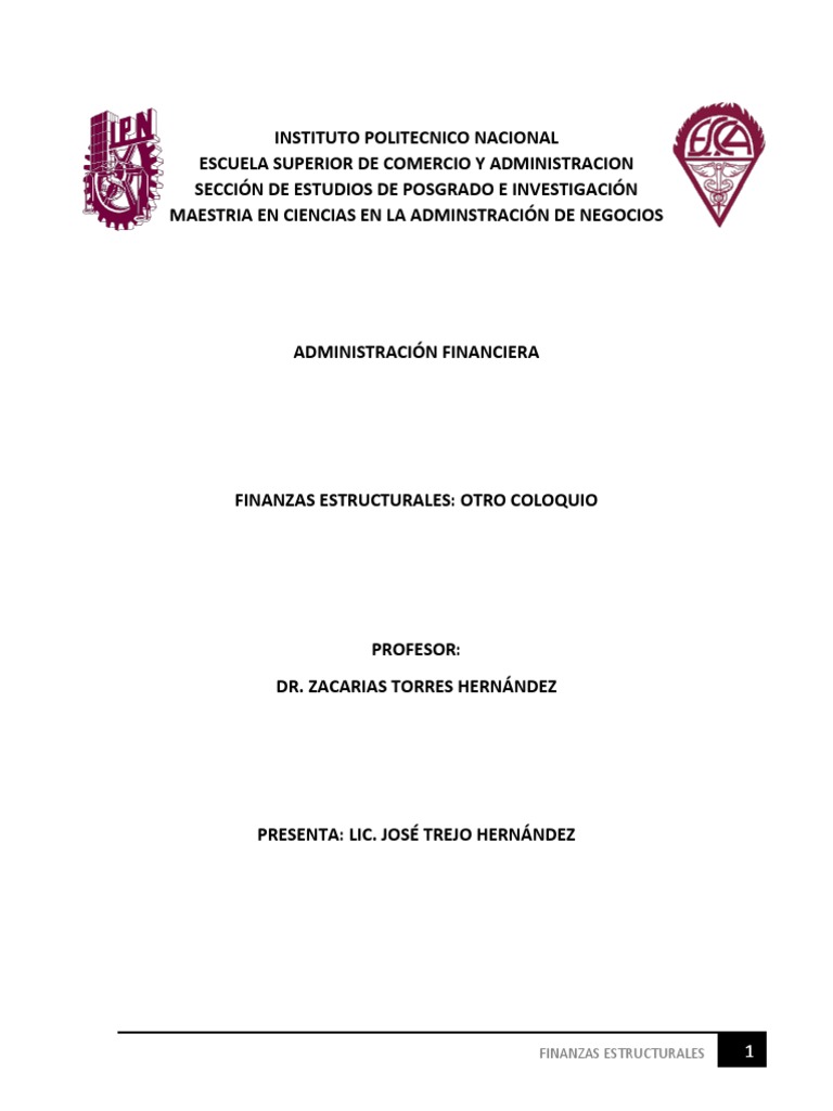 Finanzas Estructurales | PDF | Deuda | Capital (economía)
