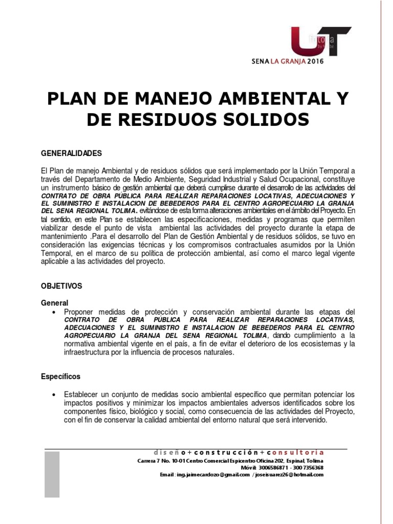 Plan de Manejo de Residuos | Residuos | Contaminación