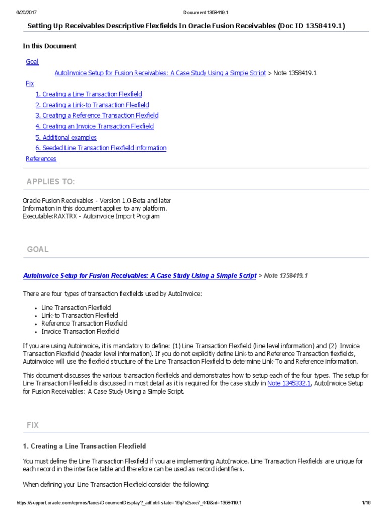 Oracle Fusion Receivables Flexfields Setup | PDF | Invoice | Icon ...