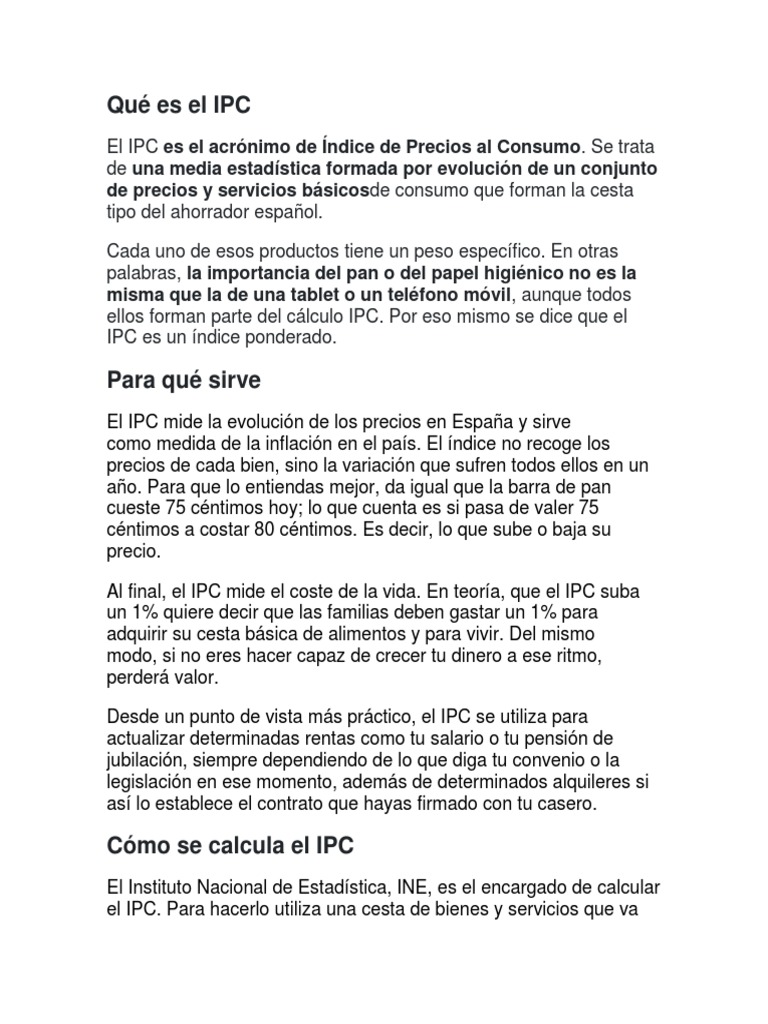 Qué Es El IPC | PDF | Índice de precios al consumidor | Consumo (economía)