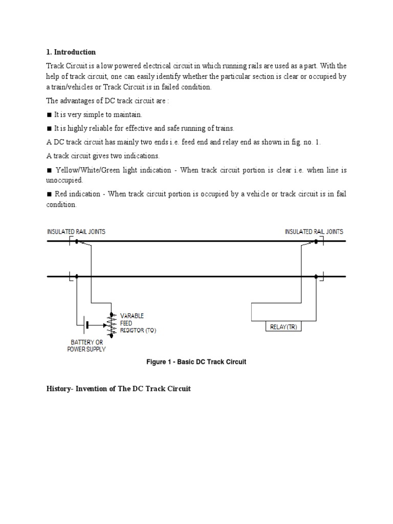 Figure 1 - Basic DC Track Circuit | Download Free PDF | Track (Rail ...