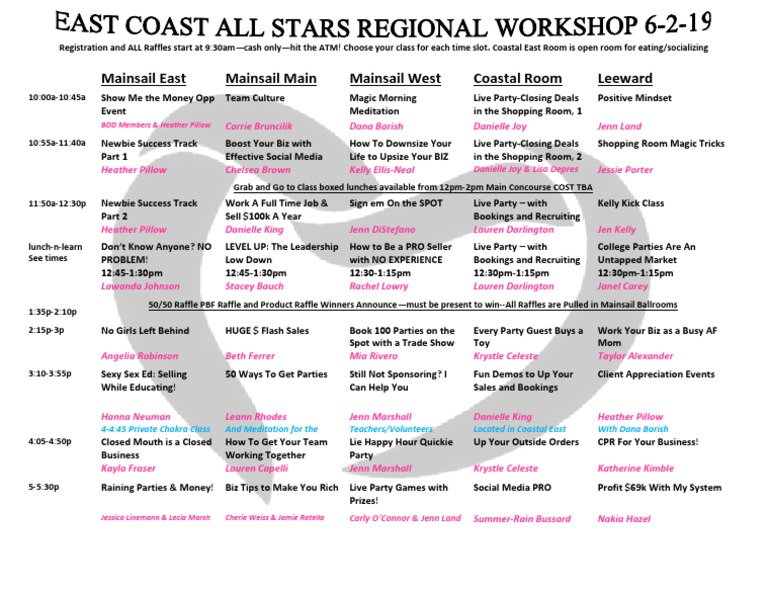 2019 ECT Schedule | PDF