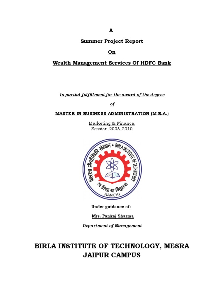 Wealth Management Services of HDFC Bank | PDF | Wealth Management ...