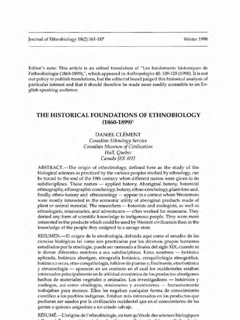 The Historical Foundations of Ethnobiology | Download Free PDF ...