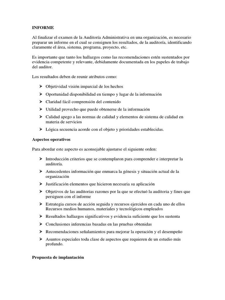 aspectos operativos | Auditoría | Contralor