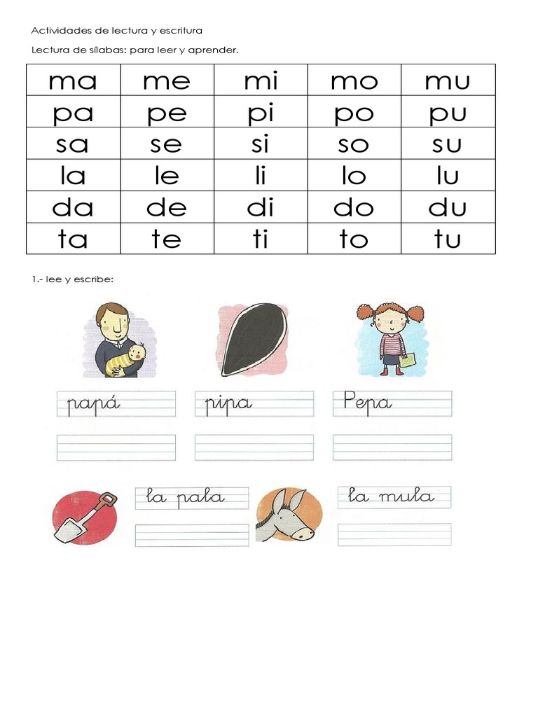 Actividades de Lectura y Escritura | PDF