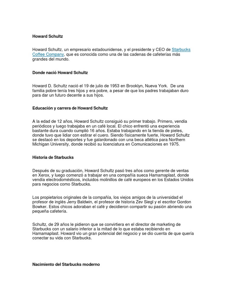 Howard Schultz | PDF | Starbucks