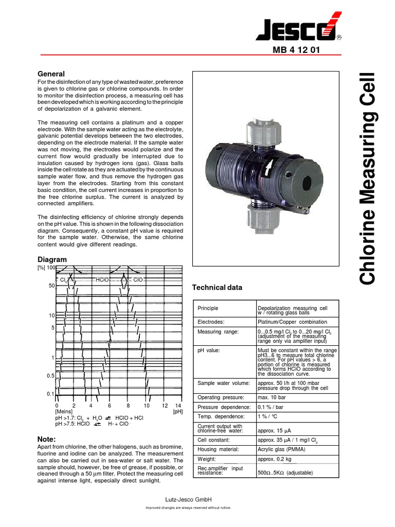LJ Chlorine Measuring Cell CS120 en MB | PDF | Chlorine | Ph