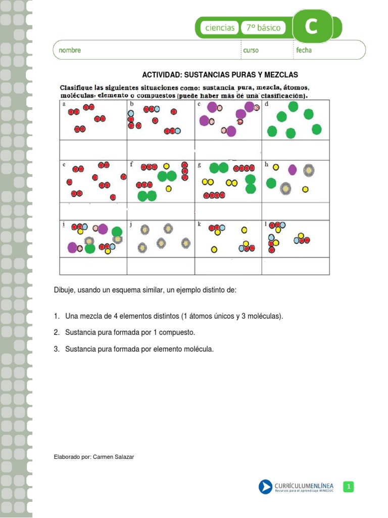 Actividad - Sustancias Puras y Mezclas | PDF
