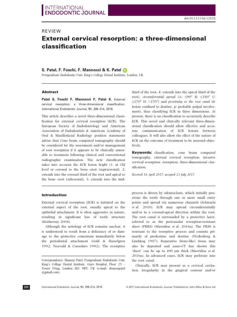 External Cervical Resorption: A Three-Dimensional Classification | PDF ...