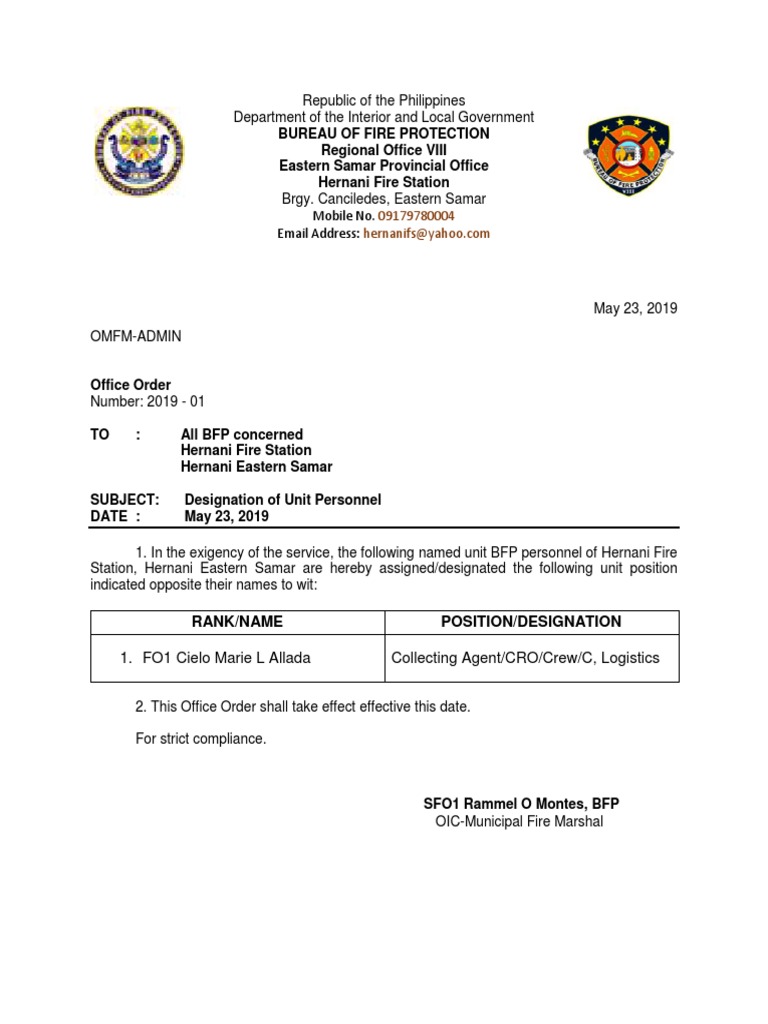 Rank/Name Position/Designation: 1. FO1 Cielo Marie L Allada Collecting ...