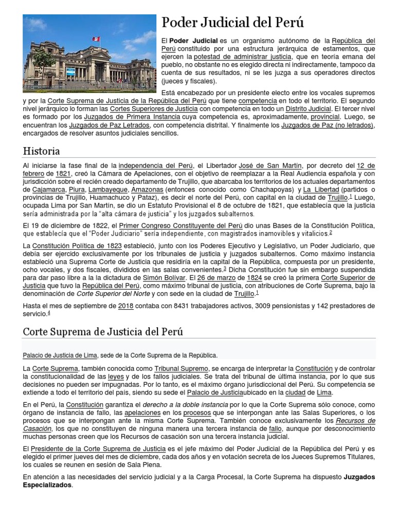 Estructura del Poder Judicial en Perú | PDF | Principios éticos ...