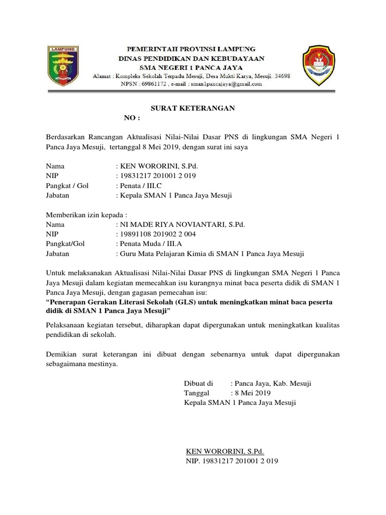 Surat Keterangan Mentor | PDF