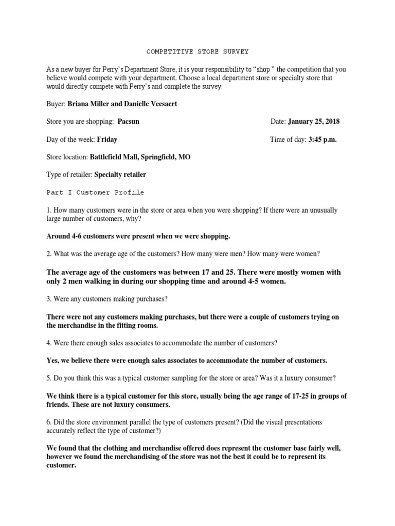 Competitive Shopping Assignment | PDF | Merchandising | Retail