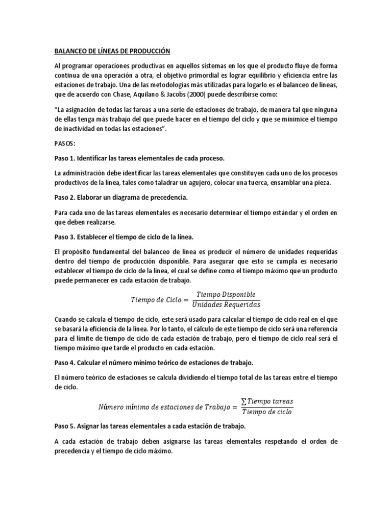 Balanceo de Líneas de Producción | PDF | Puesto de trabajo | Informática
