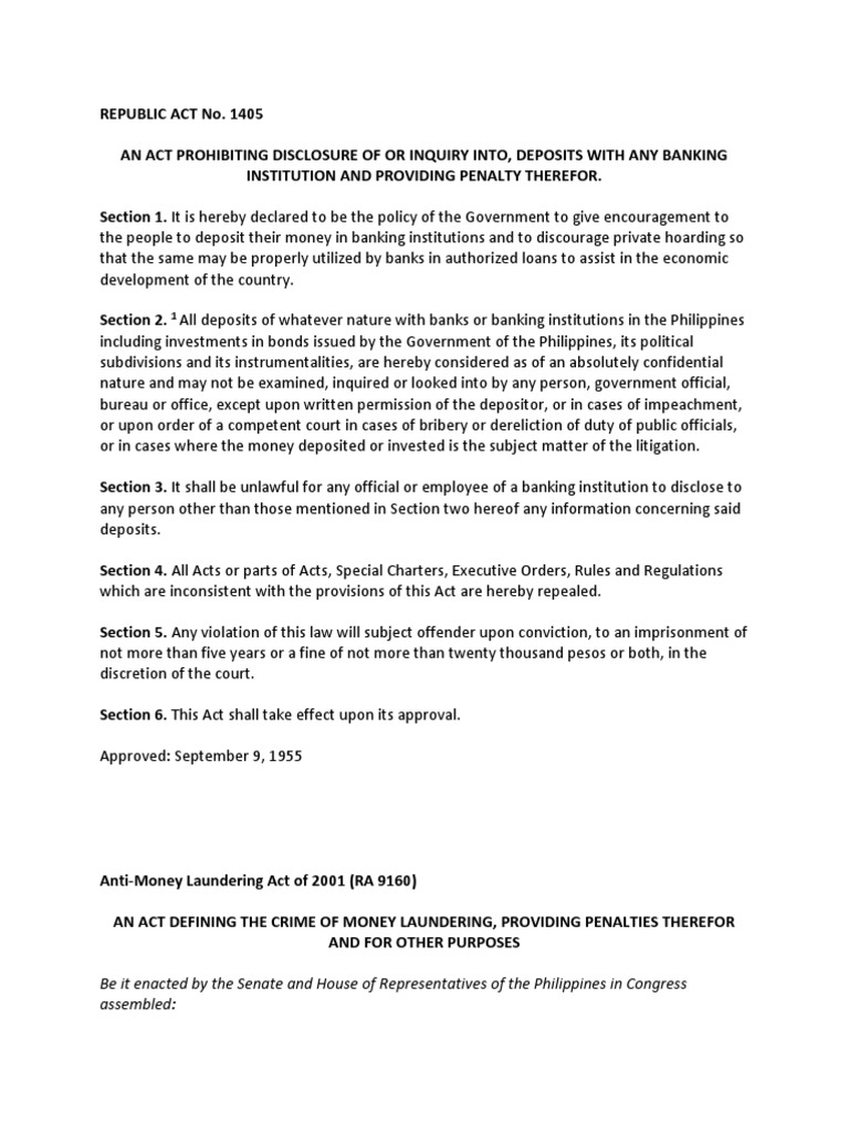 Philippine Banking Confidentiality Laws | PDF | Asset Forfeiture ...