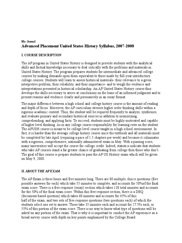 Advanced 20placement 20united 20states 20historysyllabus | PDF ...