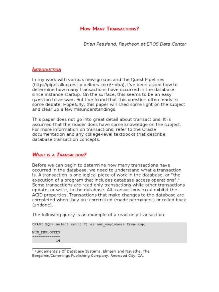 How Many Transactions | PDF | Database Transaction | Databases