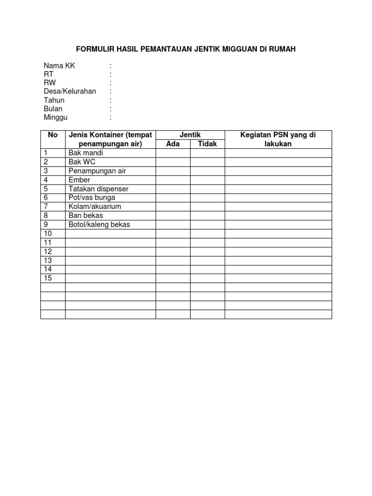 Form 1 Rumah 1 Jumantik | PDF