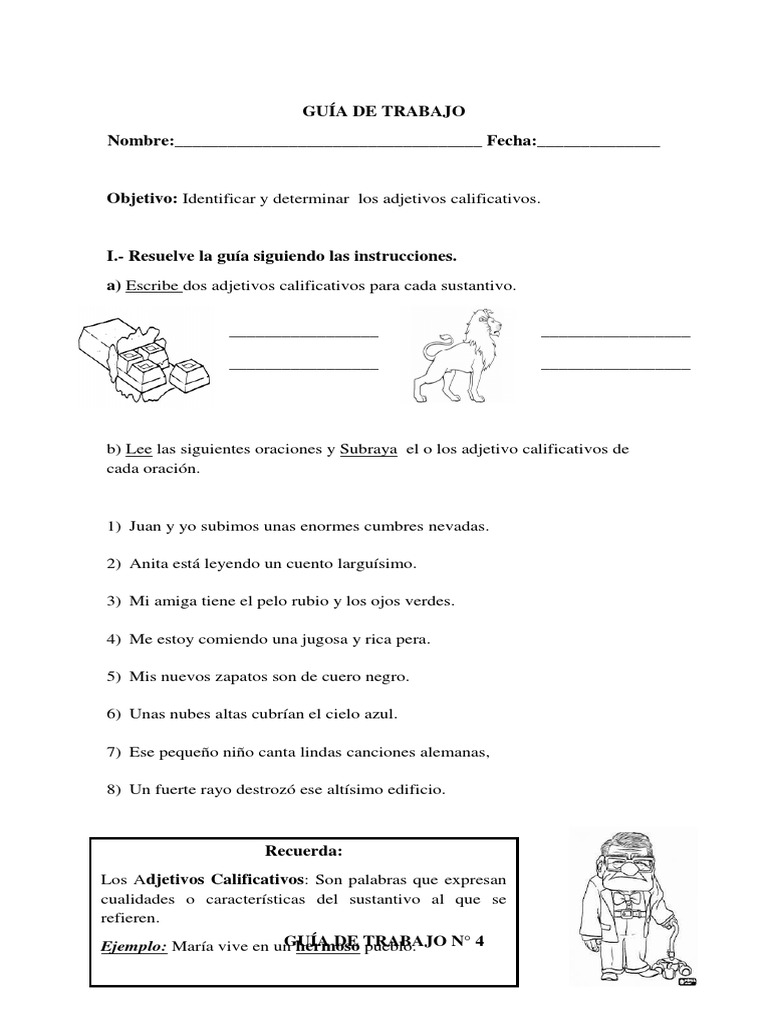 Guia de Actividades Sustantivos y Adjetivos | PDF | Adjetivo | Sustantivo