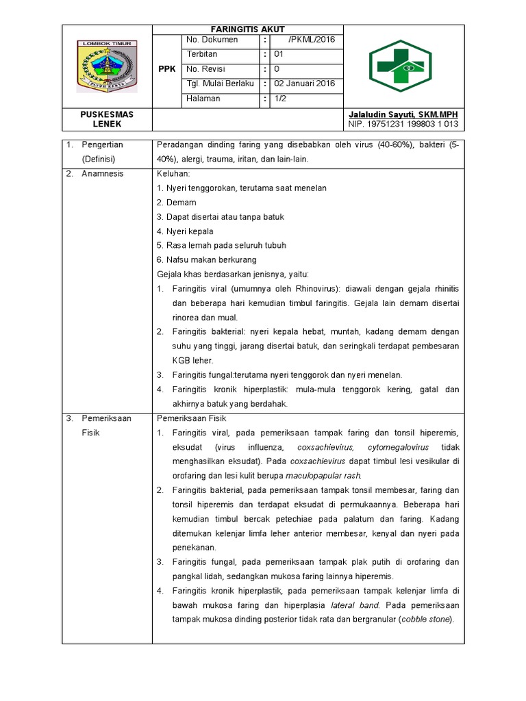 PPK Faringitis Akut | PDF