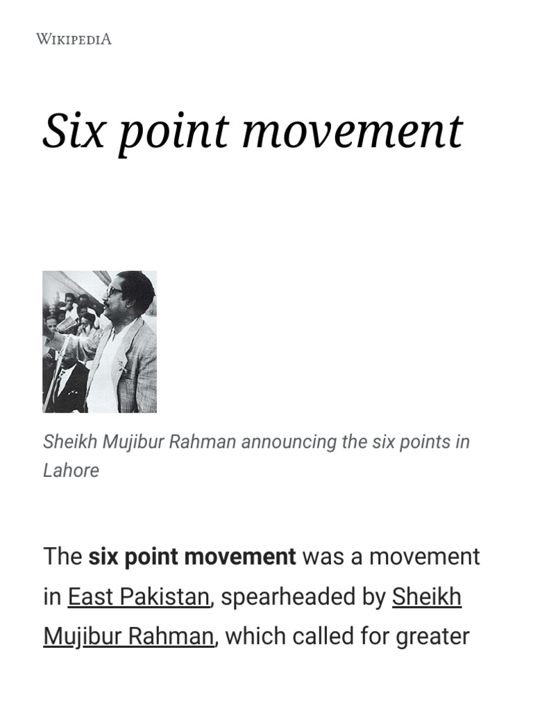 Six Point Movement - Wikipedia | PDF | Bangladesh | Government