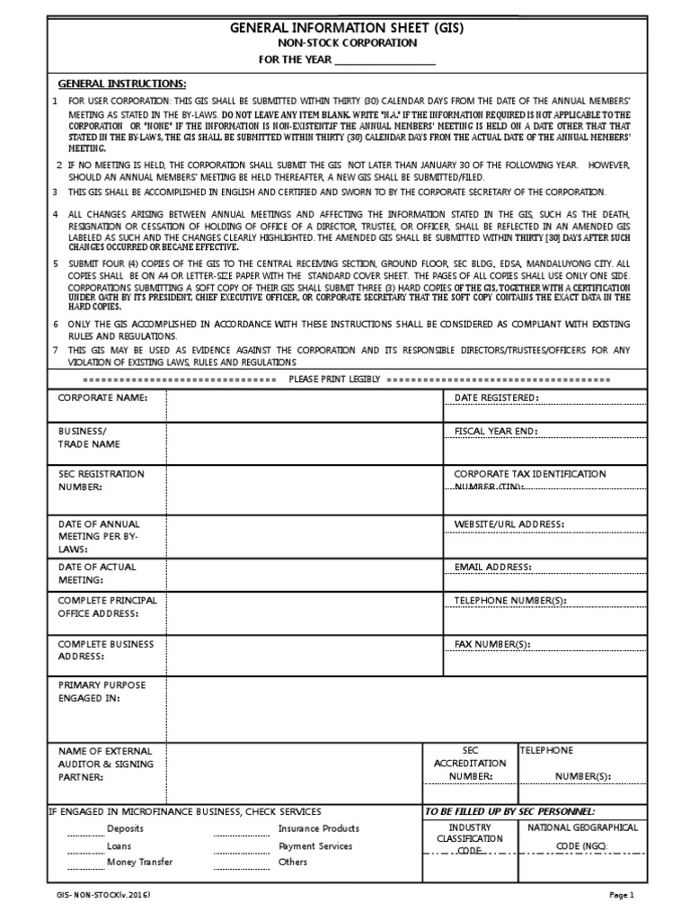 General Information Sheet | PDF | Securities (Finance) | Board Of Directors