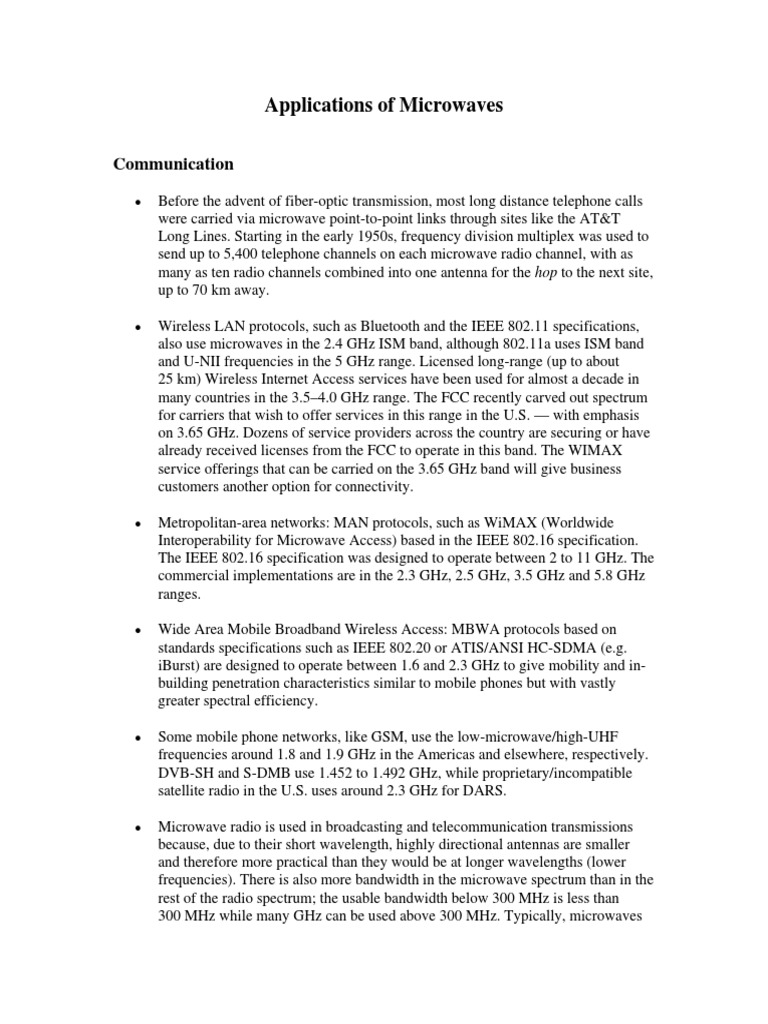 A Comprehensive Review of the Diverse Applications of Microwave ...