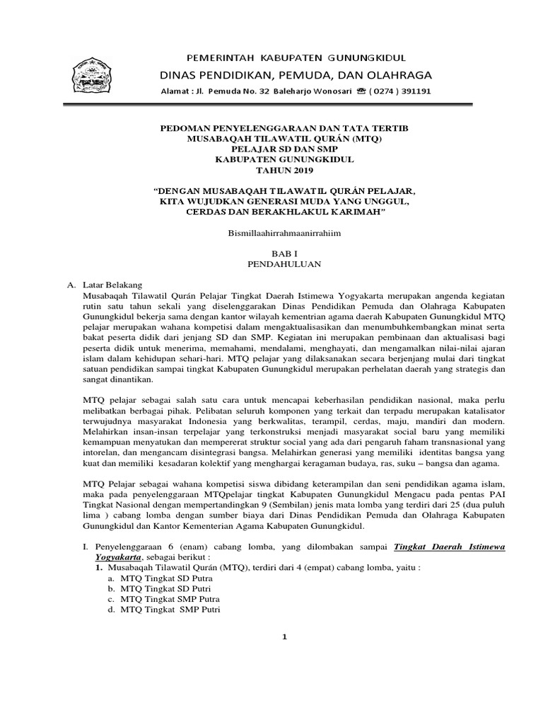 Juknis MTQ 2019 | PDF