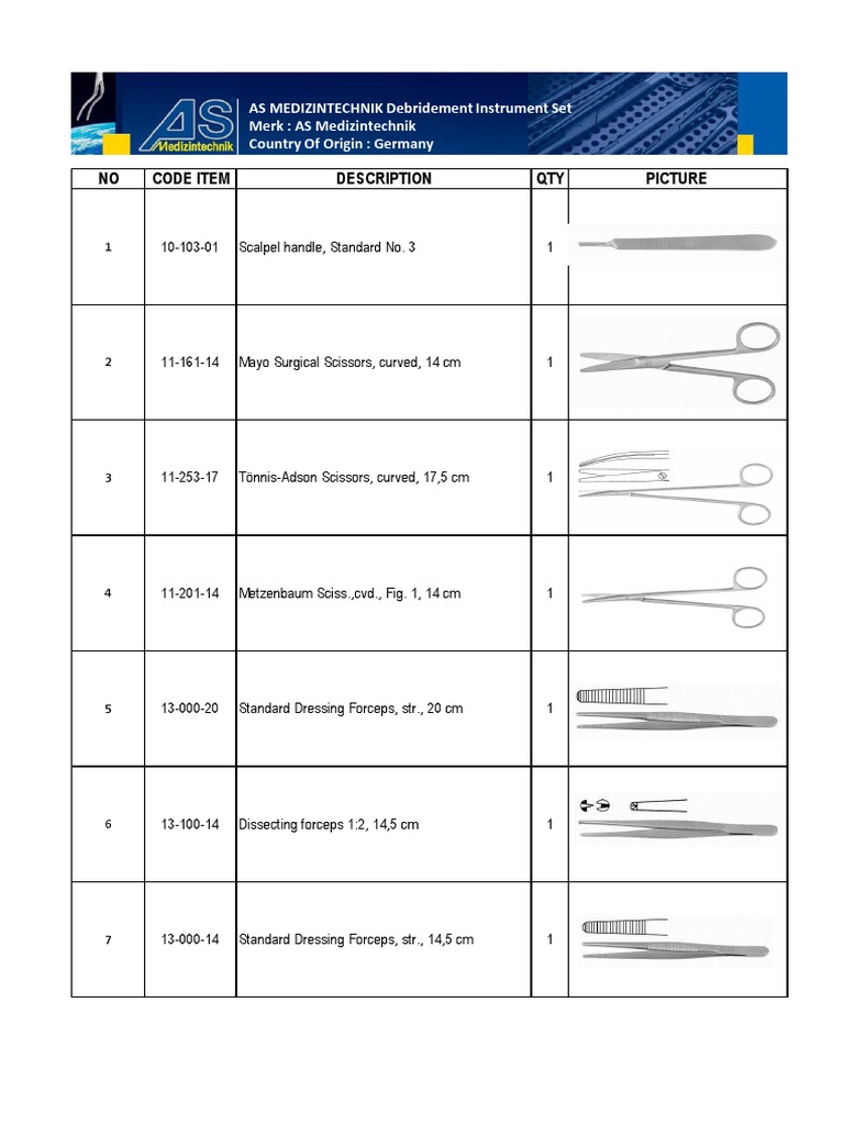Brochure As MEDIZINTECHNIK Debridement Instrument Set | PDF