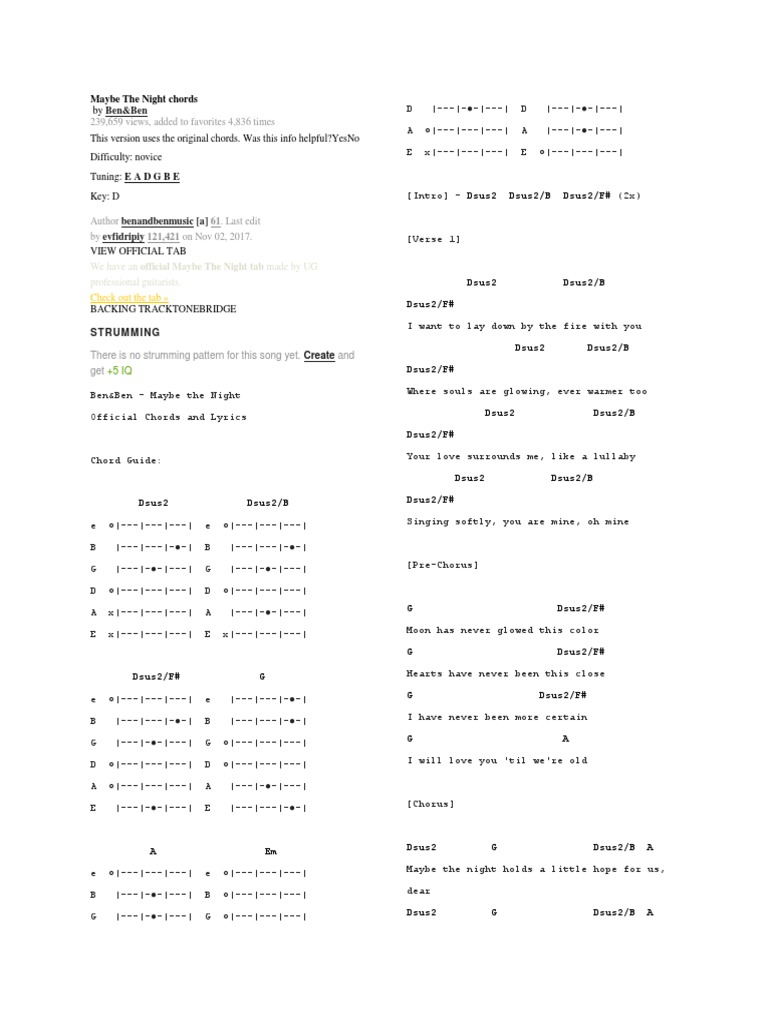 Maybe The Night Chords | PDF | Song Structure | Pop Songs