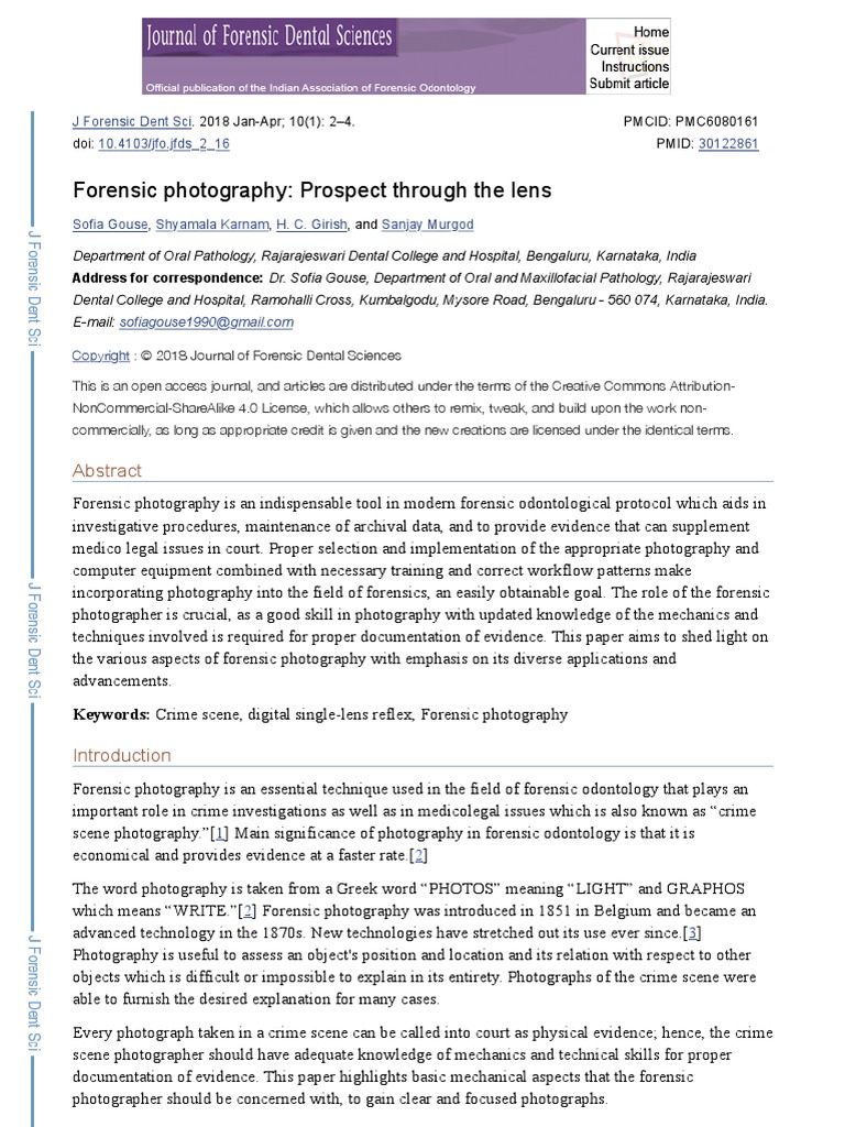 Forensic Photography: Prospect Through The Lens | PDF | Exposure ...
