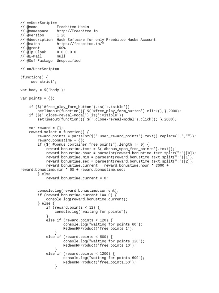 Freebitco Hack Script | PDF