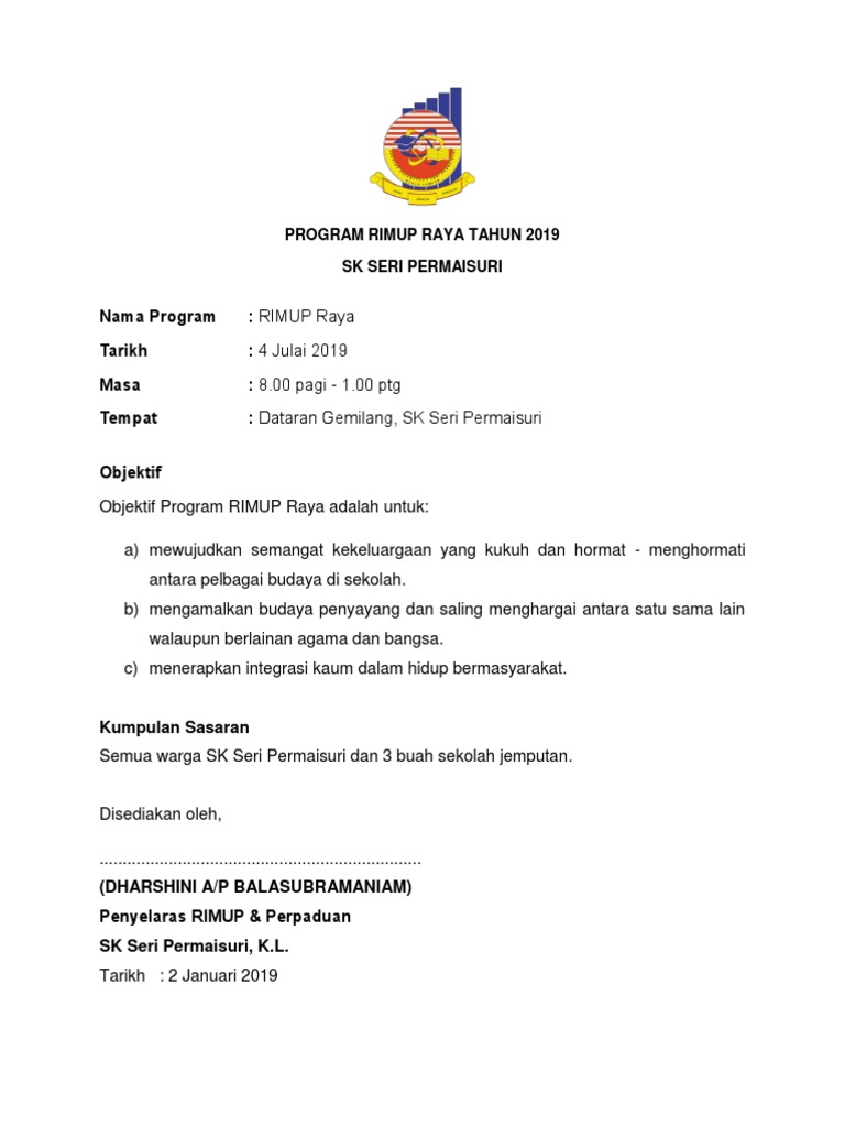 Program Rimup Raya Tahun 2019 | PDF