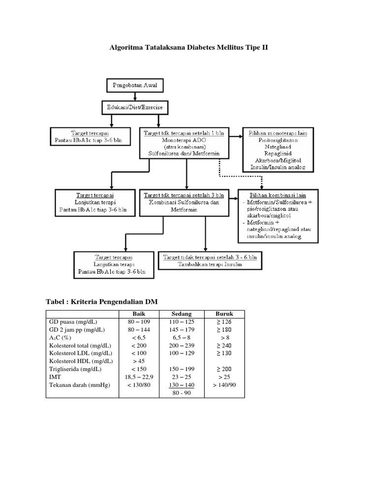 Algoritma Tatalaksana Diabetes Mellitus Tipe II | PDF