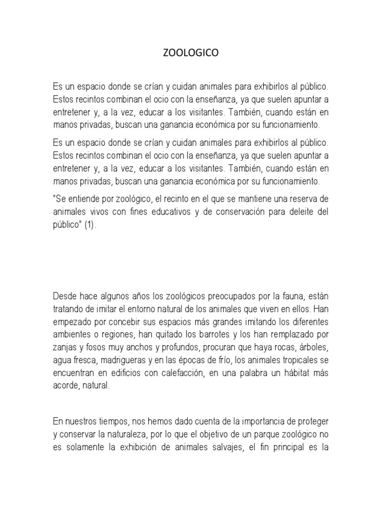 ZOOLOGICO | PDF | zoo | Extinción