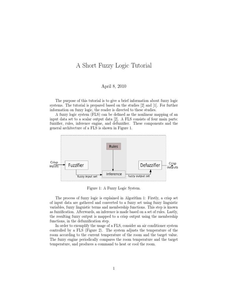 Short Fuzzy Logic Tutorial | Download Free PDF | Fuzzy Logic | Applied Mathematics