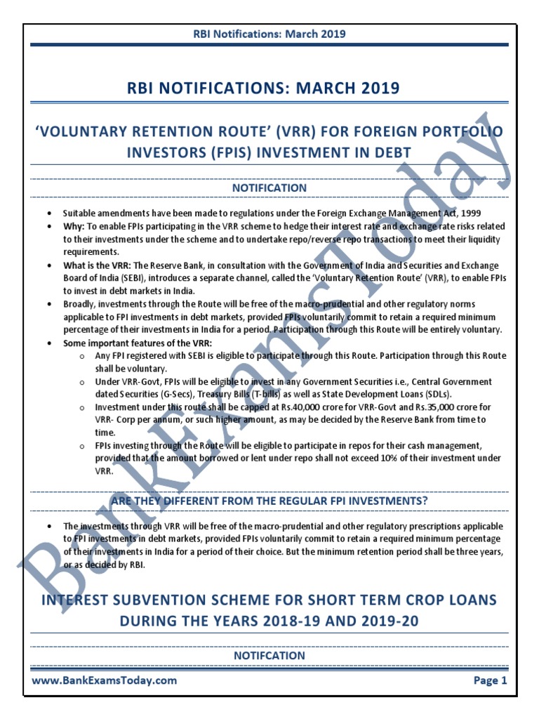 RBI Notifications March 2019 | PDF | Reserve Bank Of India | Repurchase ...