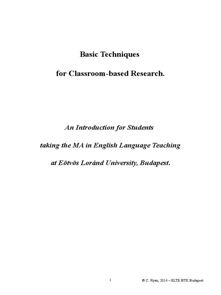 Basic Techniques For Classroom-Based Research | PDF | Question | Self ...
